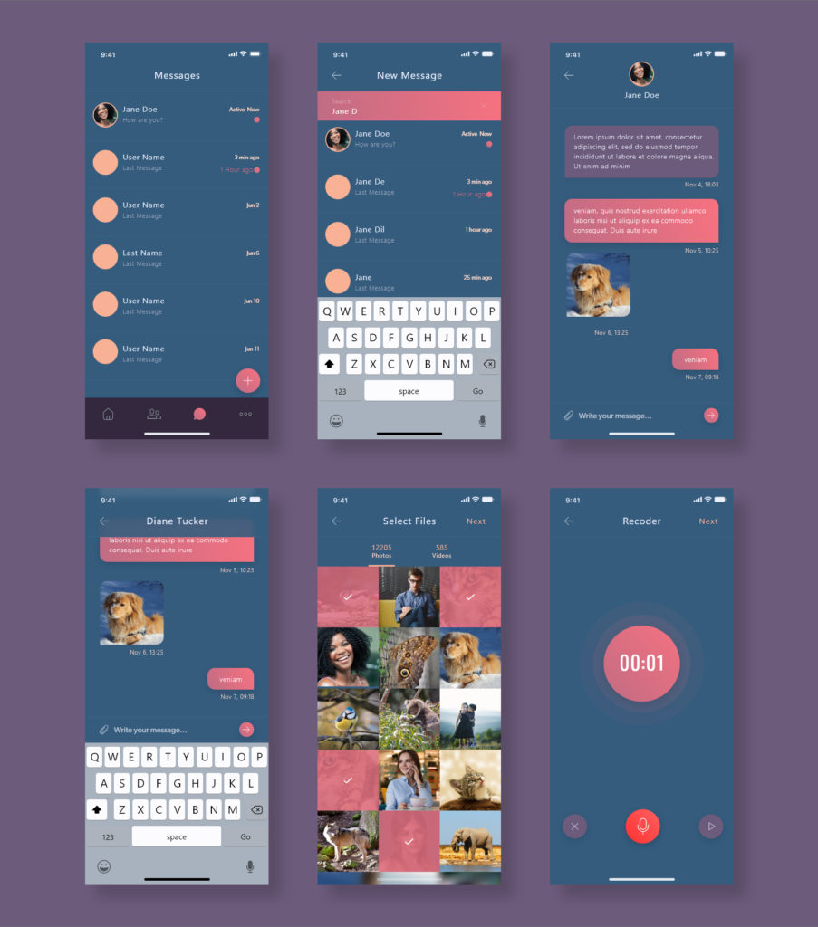 Messenger Mobile UI Mockup – sasi-kumar.com
